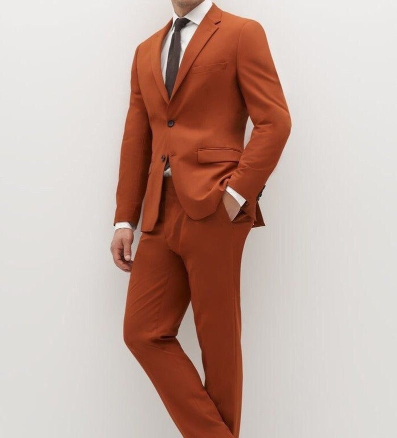Burnt Orange Suit Men Suit Groom Wear Rust Orange Suit Etsy