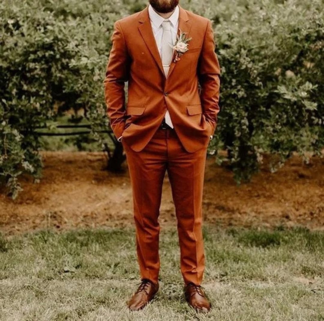 MEN RUST SUIT Men Suit Wedding Suit Groom Wear Suit Men Prom Suit Slim ...