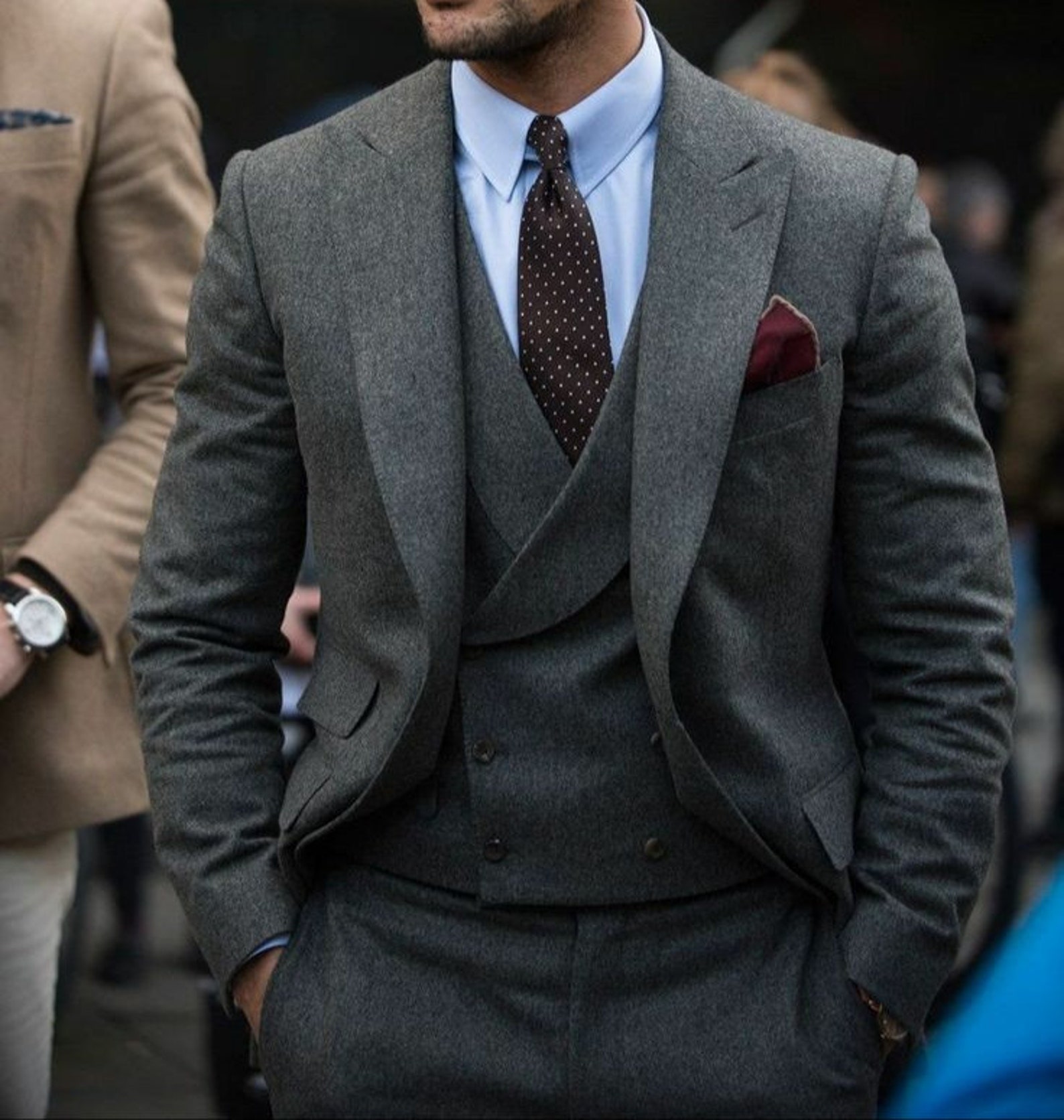 Grey Tweed Suit Men Tweed Suit Elegant Men Suit Men Suit Men Winter ...