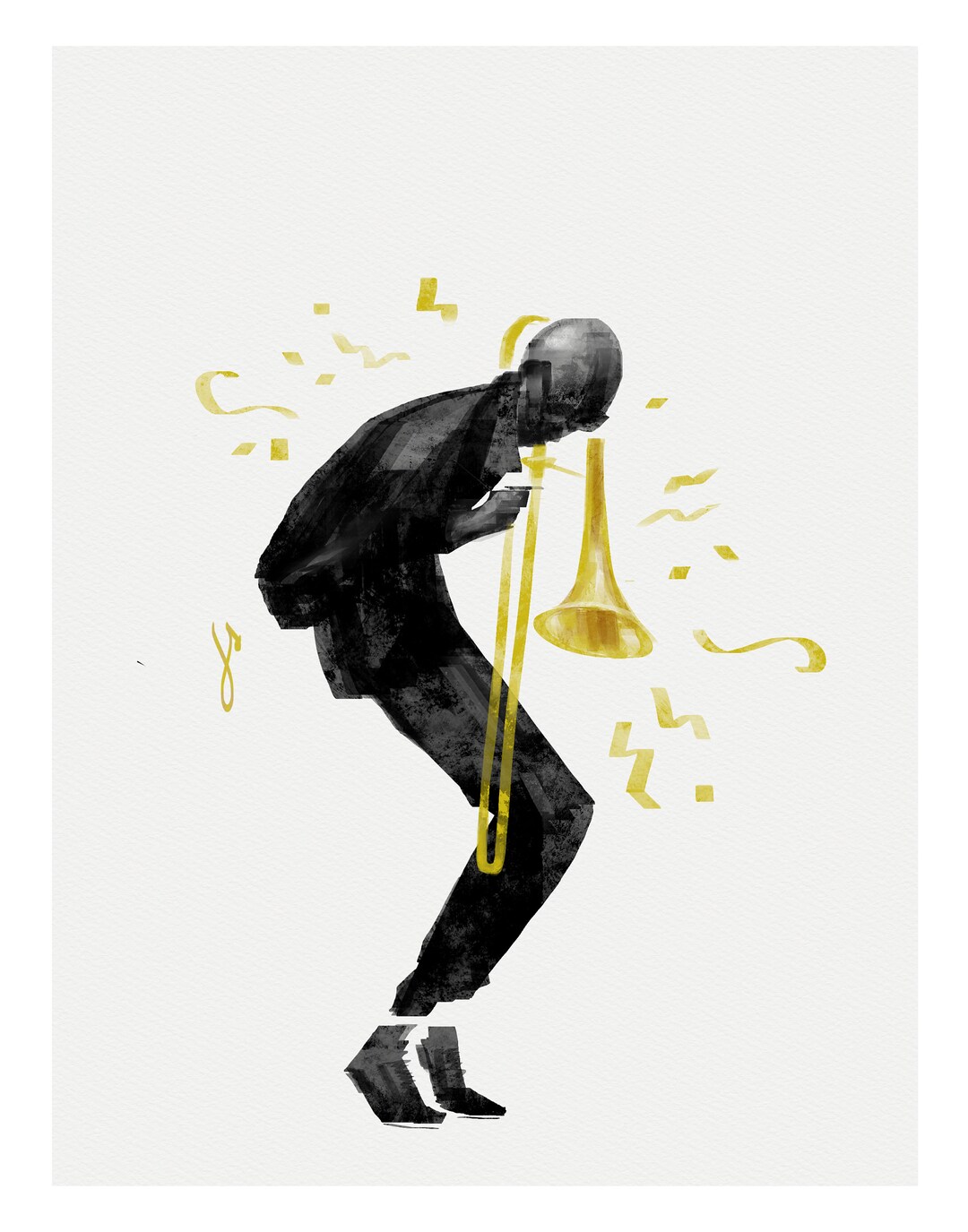 Trombone Player Art Print - Jazz Series - Etsy