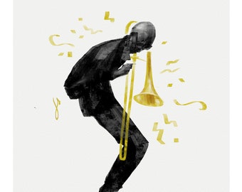 Cool Jazz Trombone Music Poster for Music Studio Decor, Office Wall ...