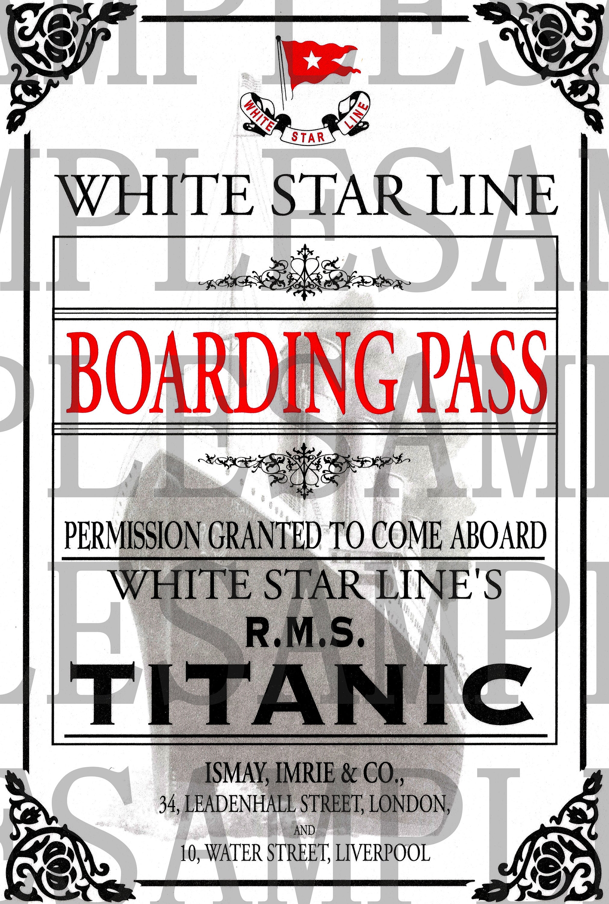 DIGITAL Editable TITANIC Boarding Pass PRINTABLE - Etsy UK