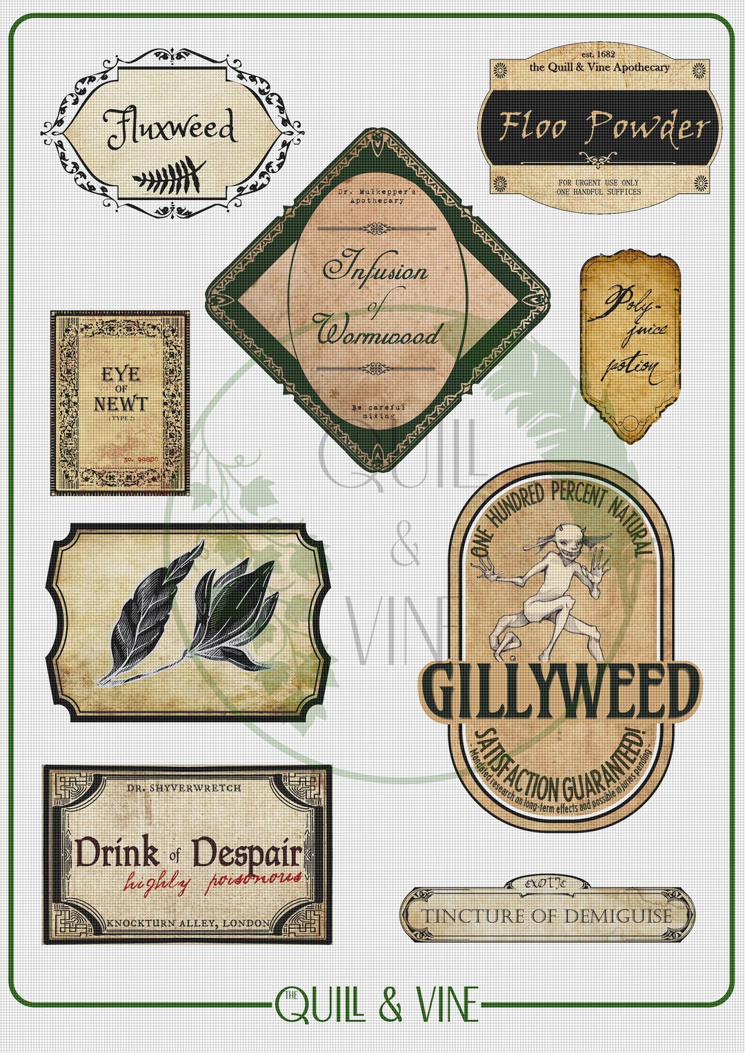 Printable Potion Bottle Labels SET OF 9 Digital Download - Etsy