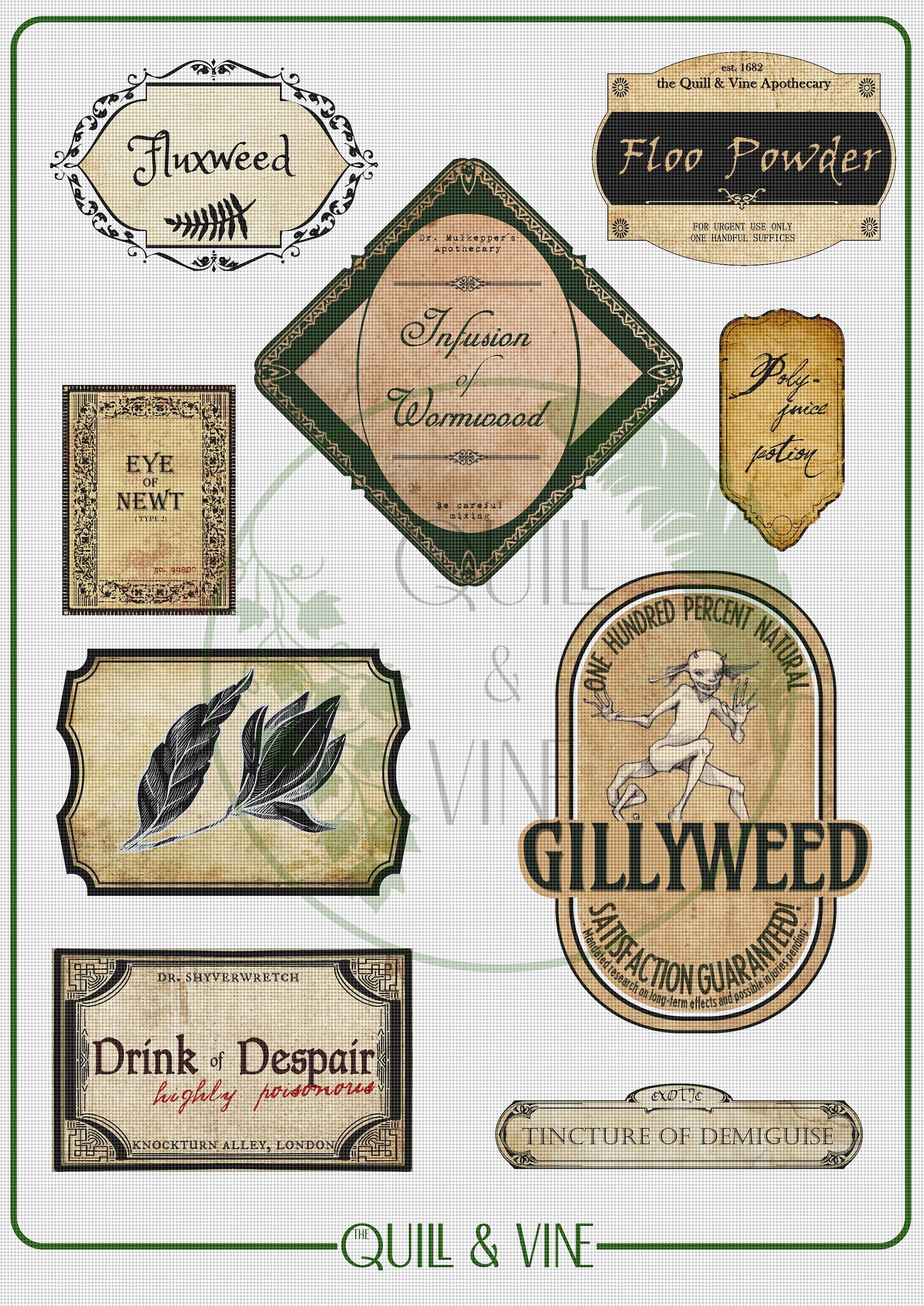 Printable Potion Bottle Labels SET OF 9 Digital Download - Etsy