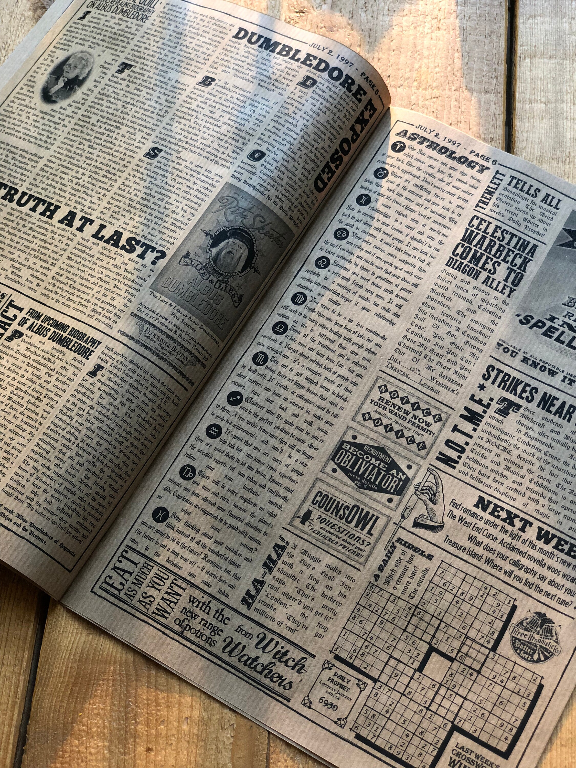Detailed Wizard Newspaper Prop 8 Pages Printable - Etsy