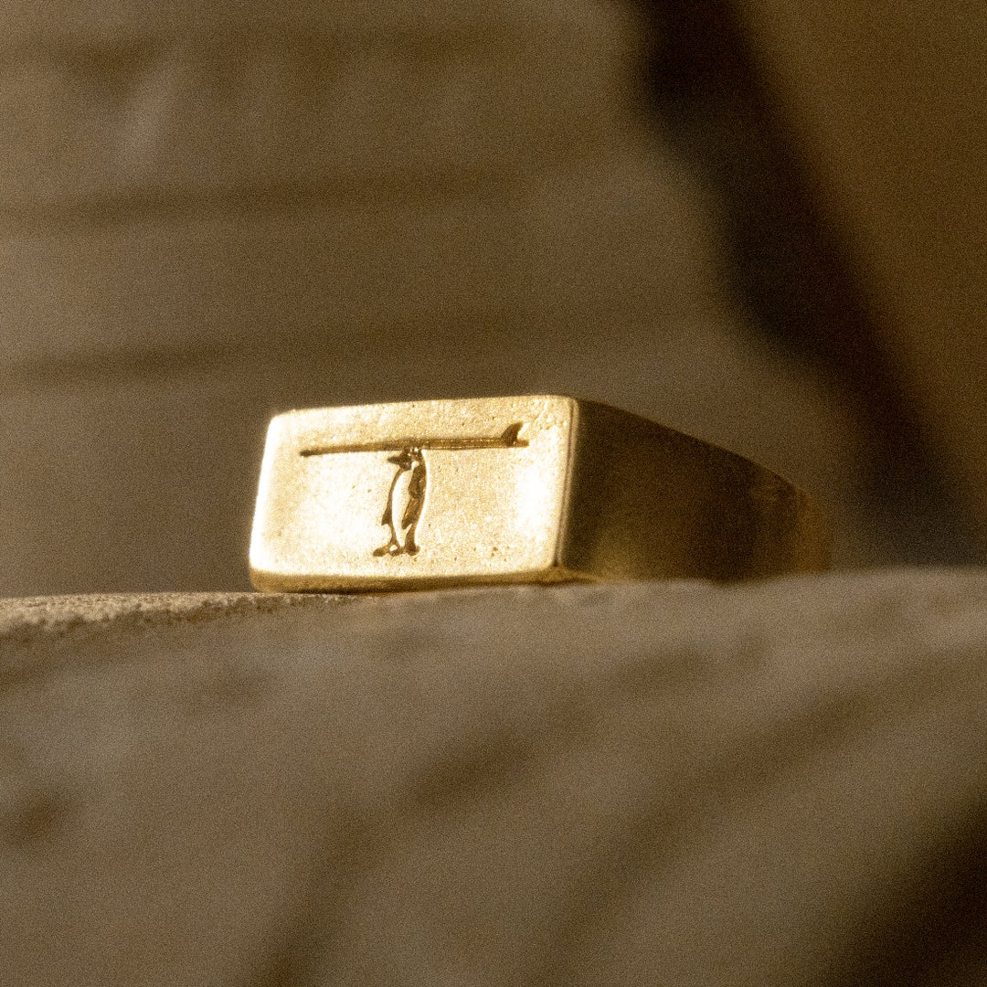 Back in the Day | Gold Surf Ring | Penguin Ring | 24k Gold Plated ...