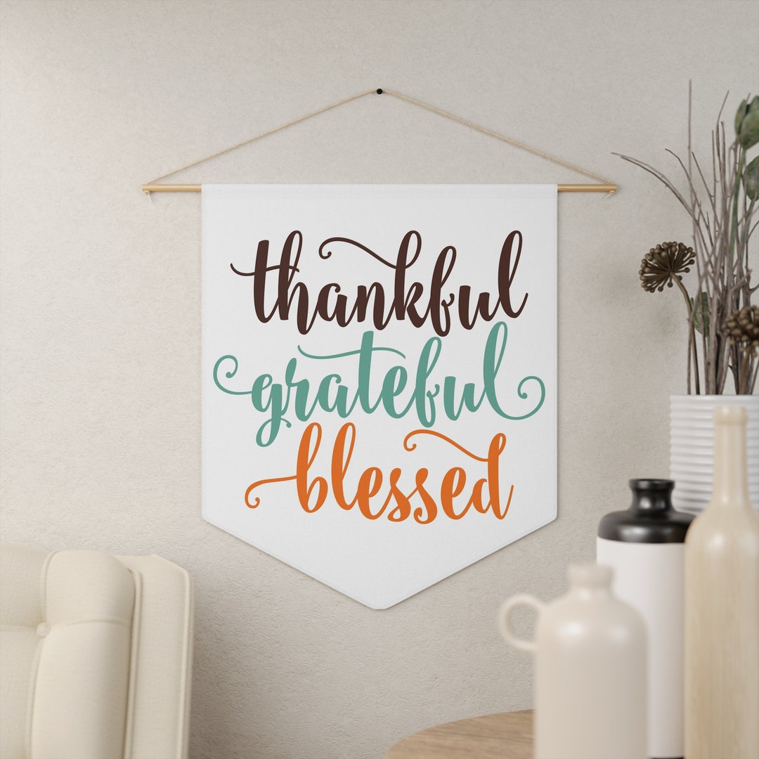 Pennant, Thankful Grateful Blessed, Banner, Home Decor, Aesthetic Wall ...