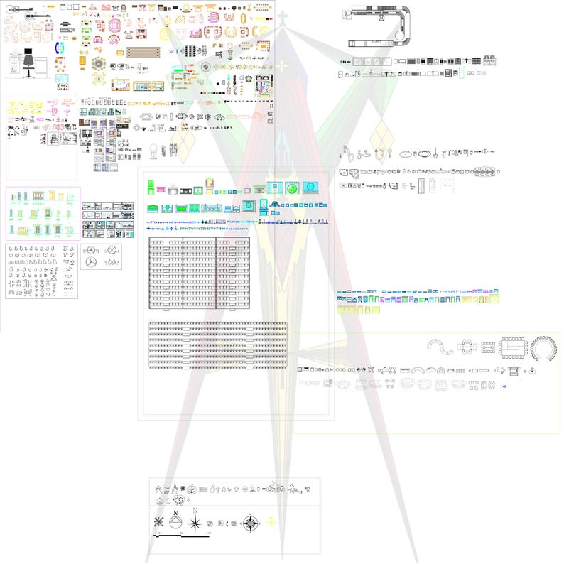 9300 + Autocad Block 2D DWG Library: Interior Living Places FURNITURES ...