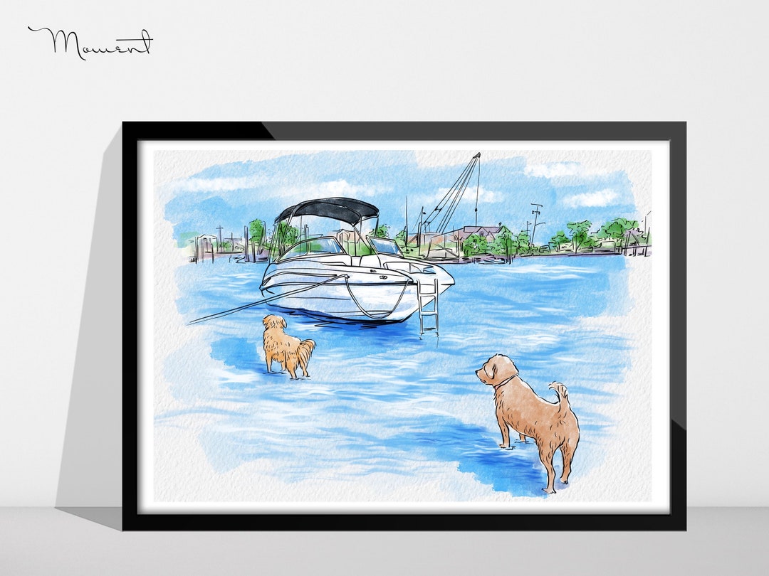 Costal Drawing, Pen and Ink Drawing, Gifts for the Couple, Personalised ...