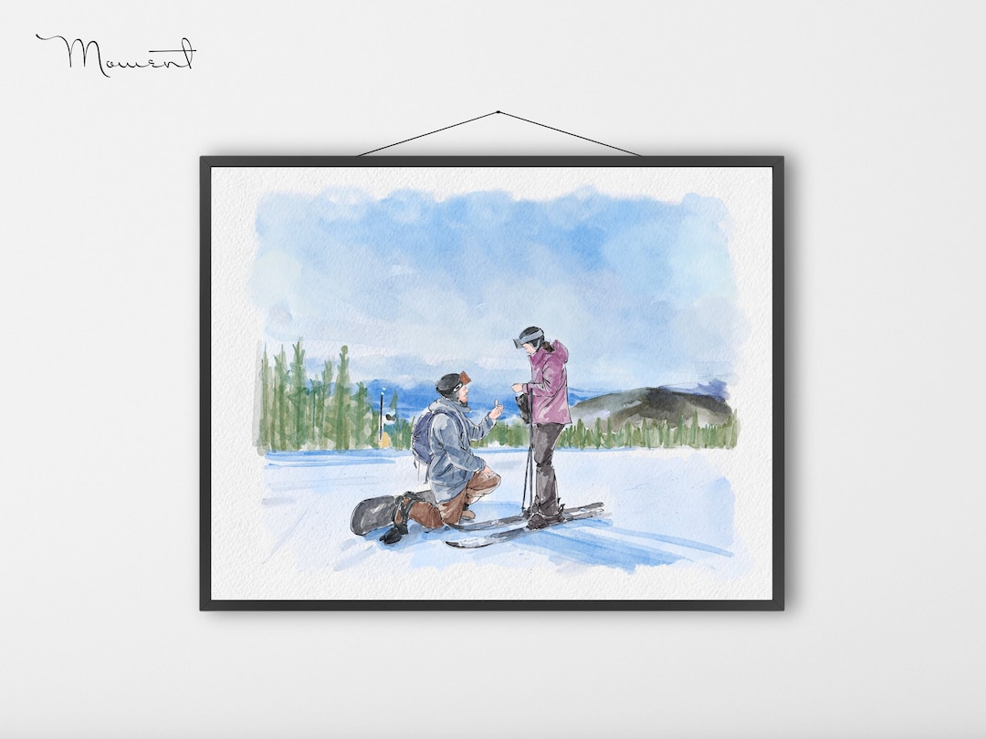 Couple Proposal Portrait, Custom Portrait From Photo, Engagement Gift ...