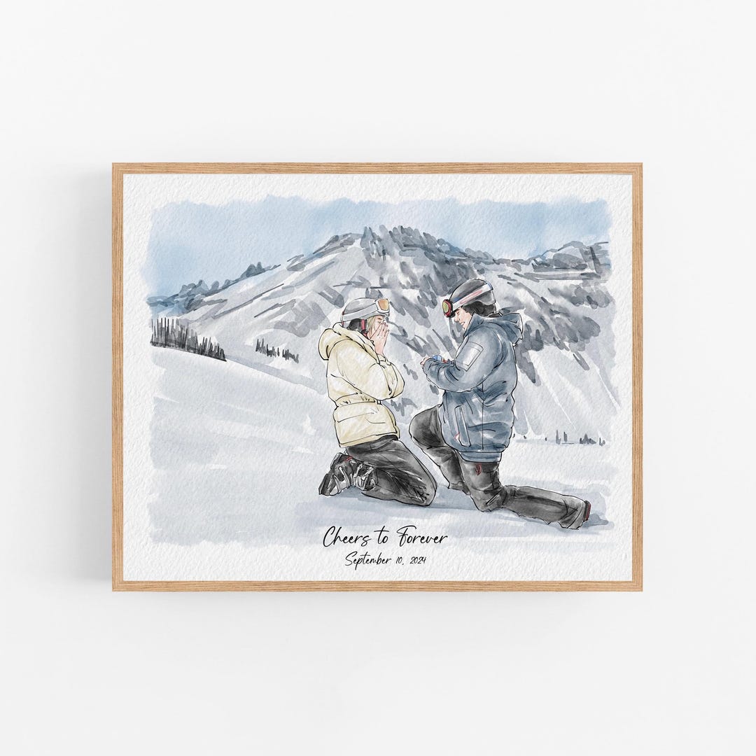 Custom Hand-drawn Watercolor Portrait From Photo, Couple Proposal Gift ...