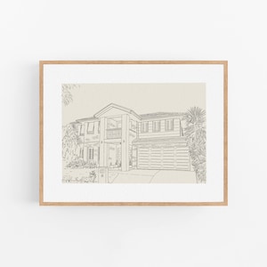 Hand Drawn House Line Art, House Sketch for Housewarming Gift, Custom ...