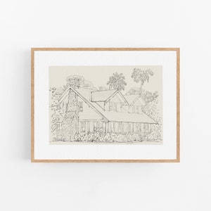 Hand Drawn House Line Art, House Sketch for Housewarming Gift, Custom ...