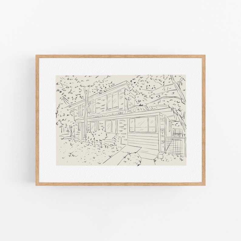 Hand Drawn House Line Art, House Sketch for Housewarming Gift, Custom ...