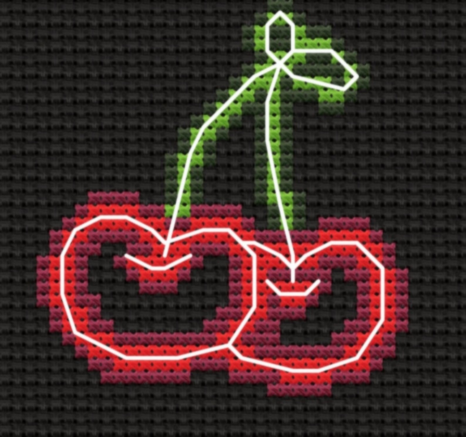 Neon Cherries Cross Stitch Pattern Embroidery Pattern | Etsy
