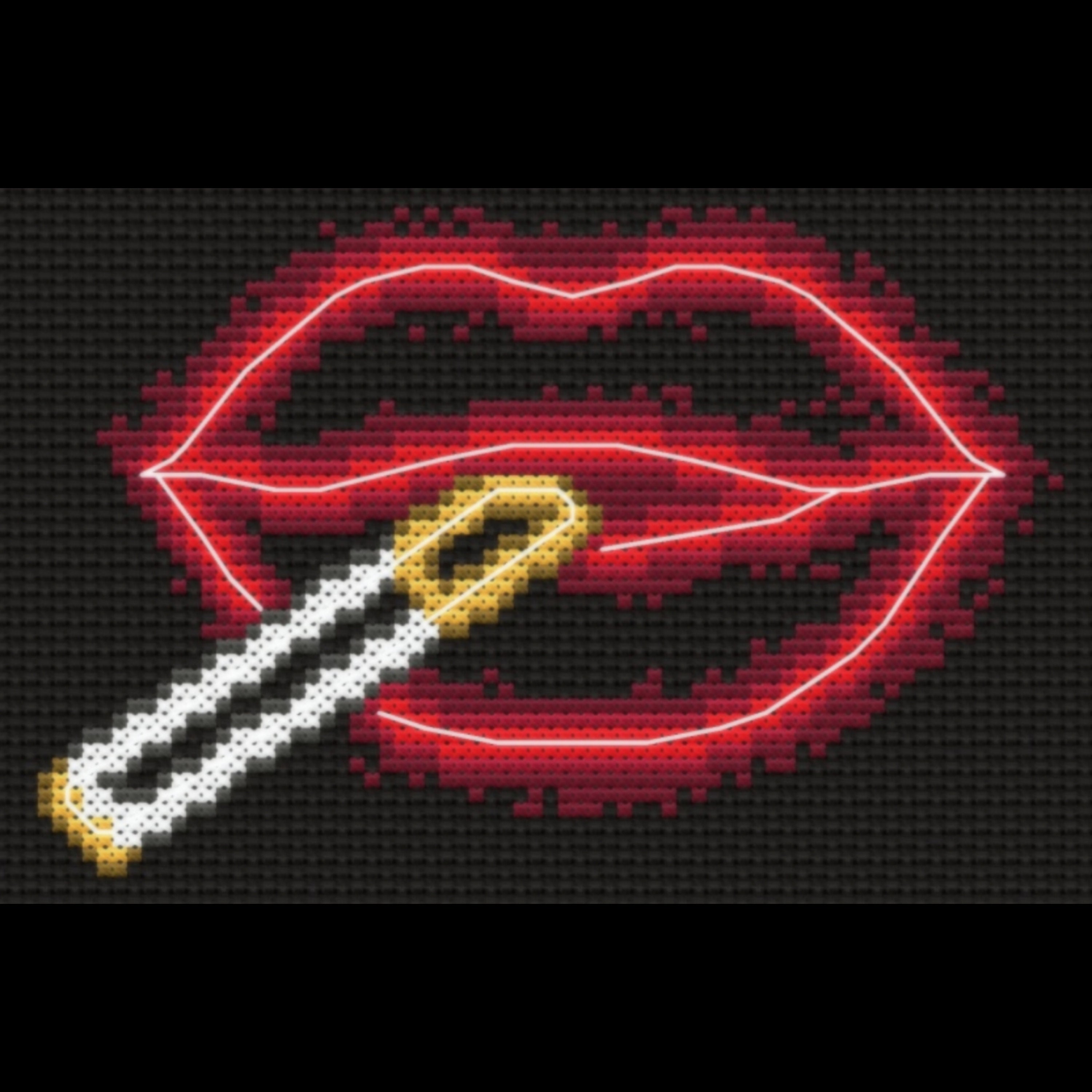Neon Lips Cross Stitch Pattern, Embroidery Pattern - Etsy
