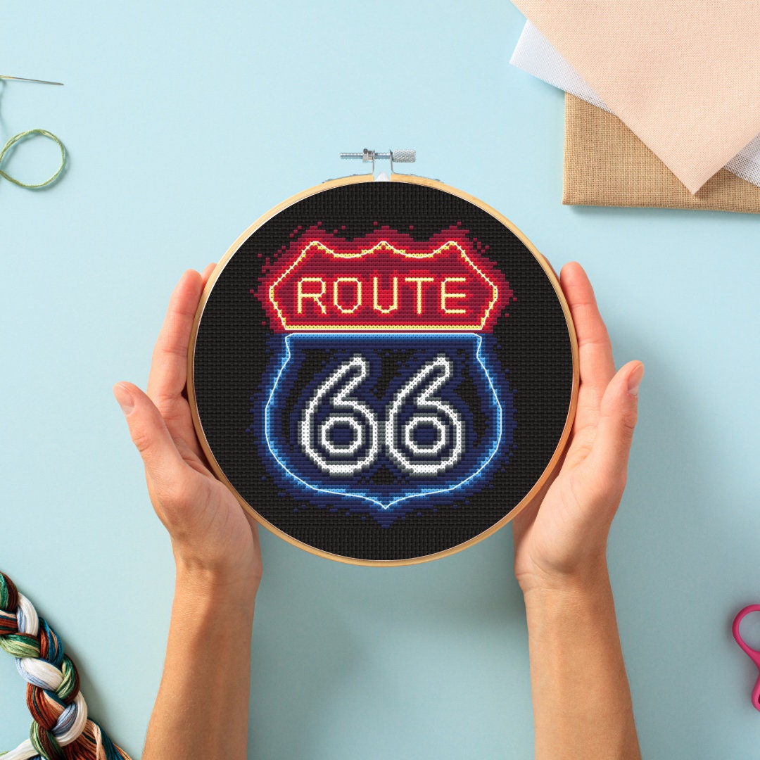 Route 66 Cross Stitch Pattern, Embroidery Pattern - Etsy