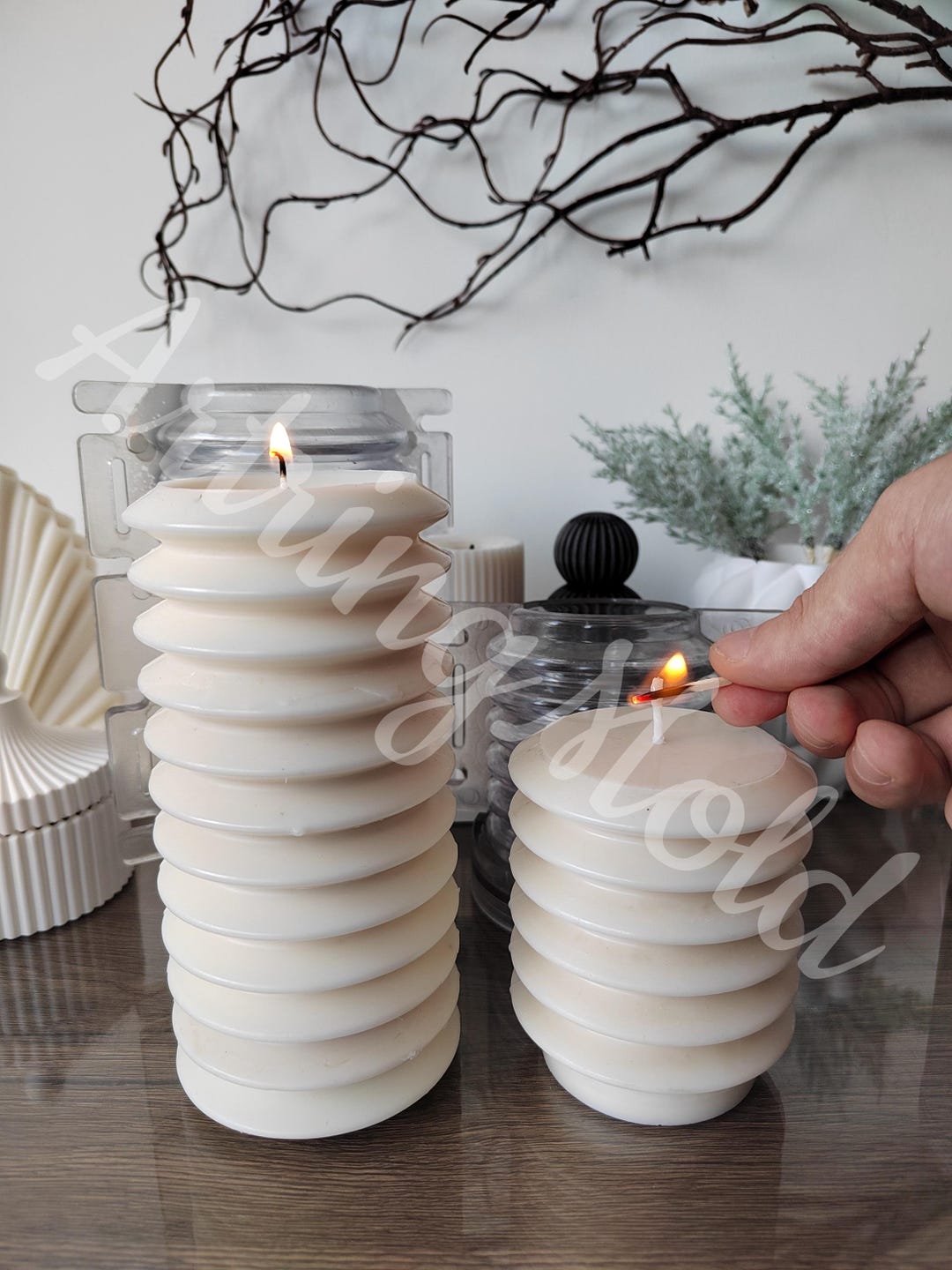 Candle Mold, Unique Aesthetic Pillar Acrylic Mould,ribbed Geometric ...