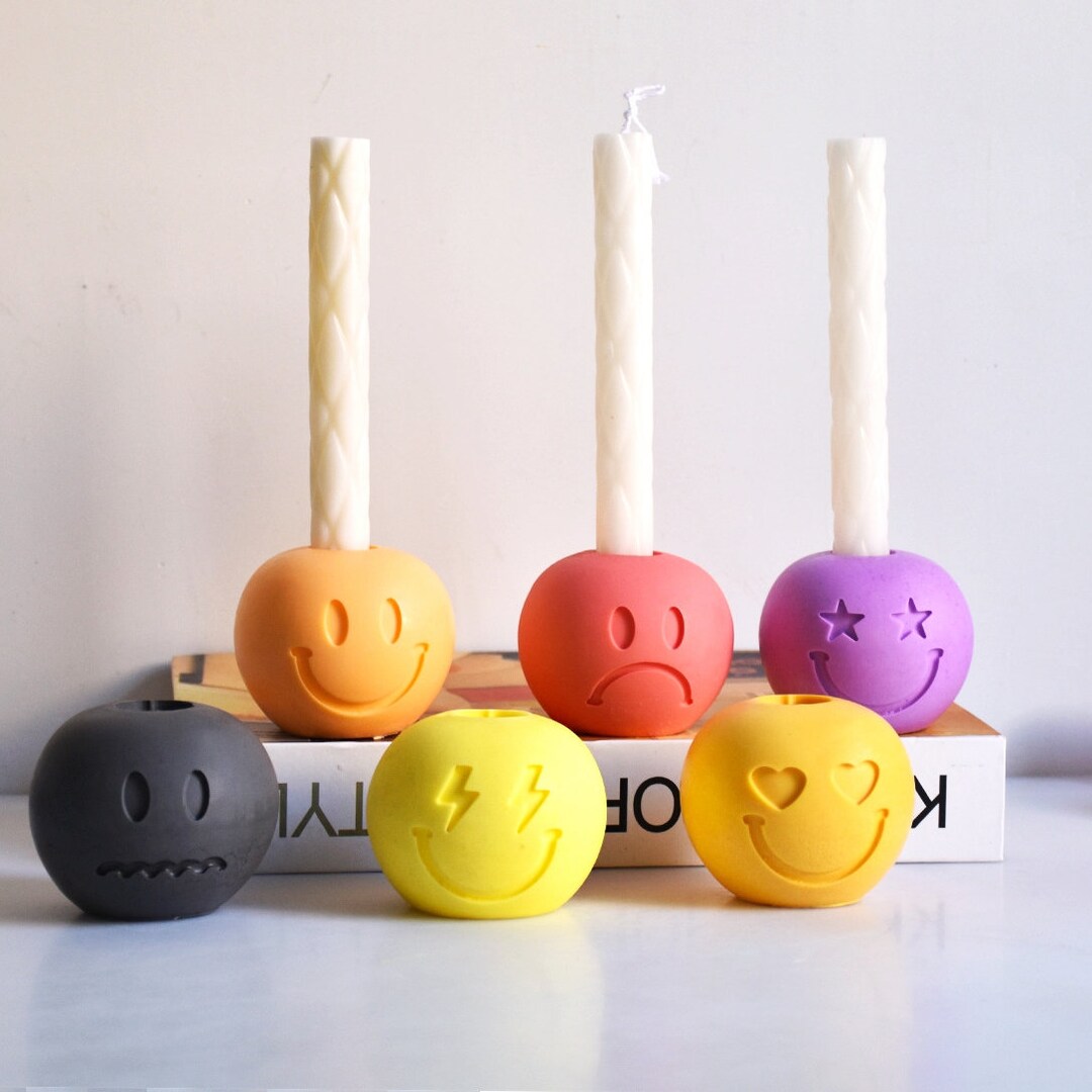 Smiley Feelings Face Emoticons Candlestick Holder Silicone Mould,funny ...