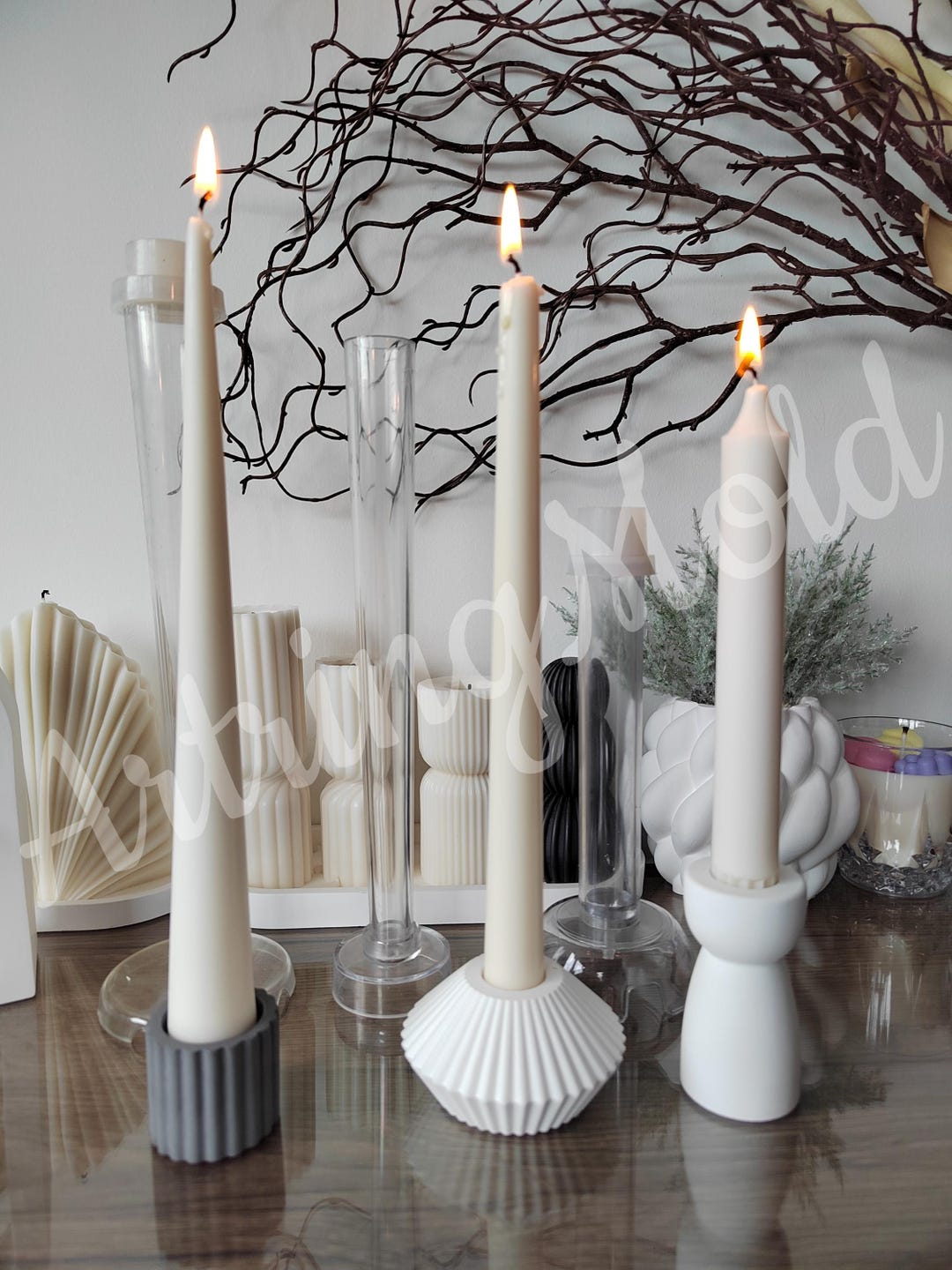Long Pole Taper Candle Mold,diy Bendy Candles Acrylic Mould,for Making ...