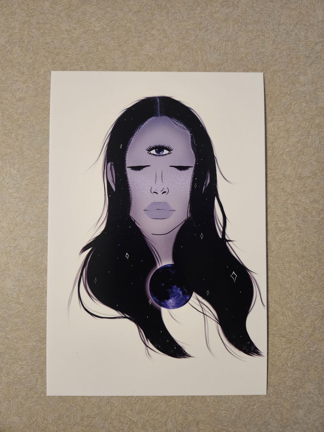 Art Print, Fantasy Girl, Third Eye, Digital Drawing Print, Third Eye ...
