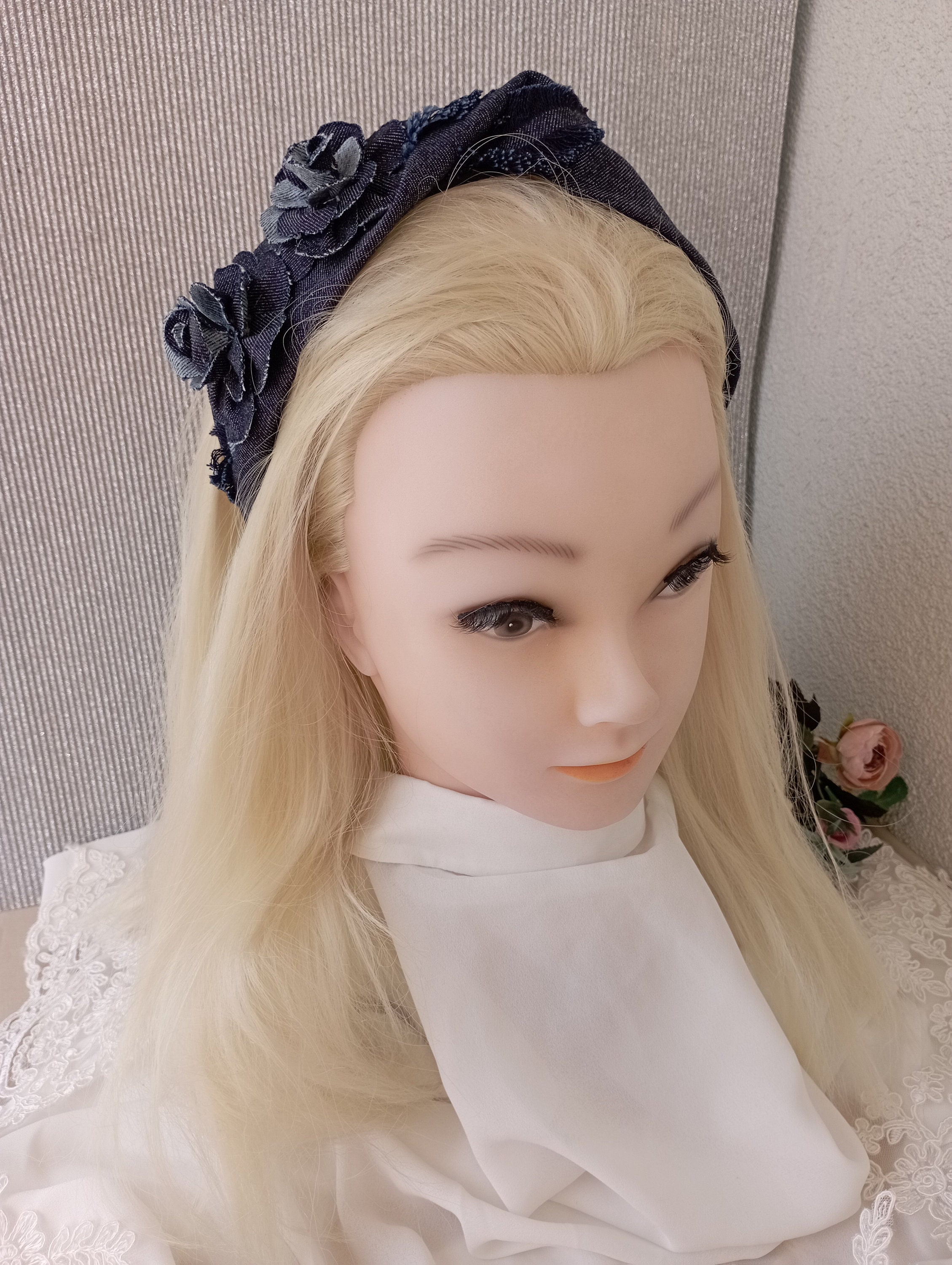 3D Floral Hair Crown, Denim Crown, Floral Headband for Women, Stylish ...