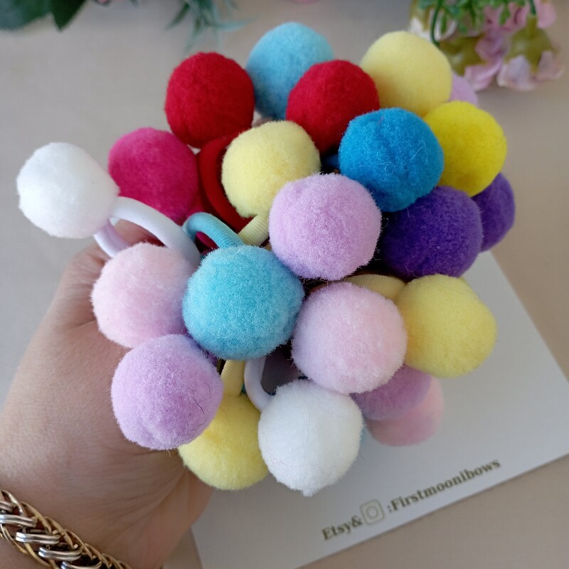 Pom Pom Hair Bows - Etsy