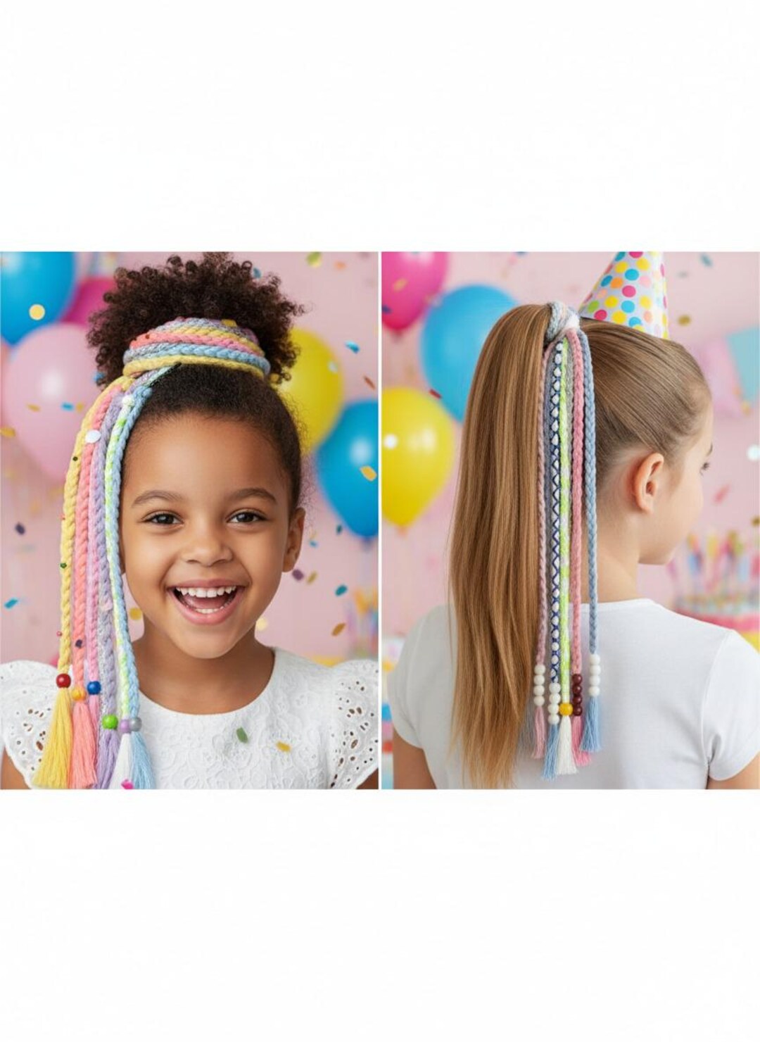 Kids' Colorful Dreadlock Extensions: Rasta Hair Braid With Macrame Wrap ...