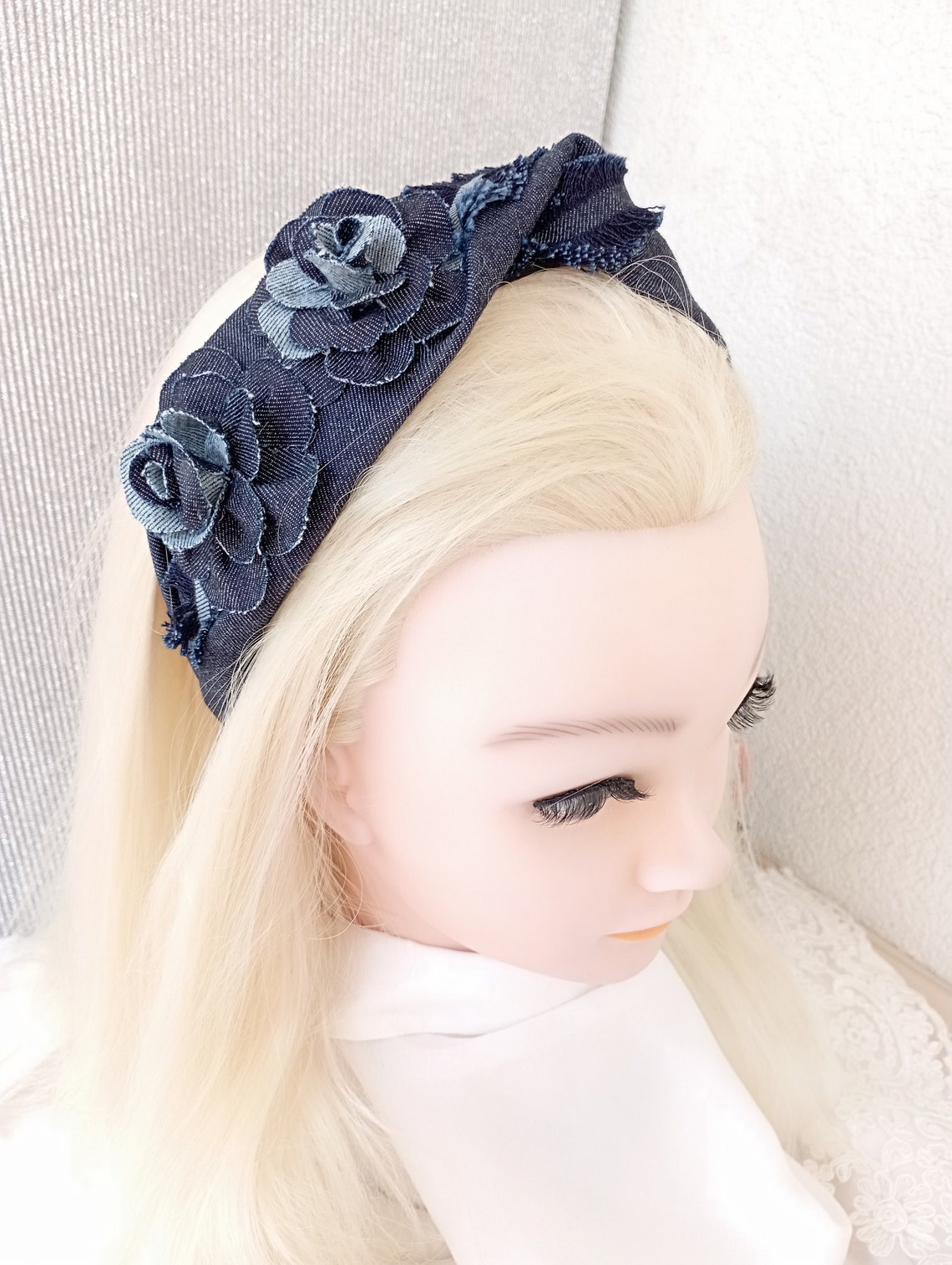 3D Floral Hair Crown, Denim Crown, Floral Headband for Women, Stylish ...