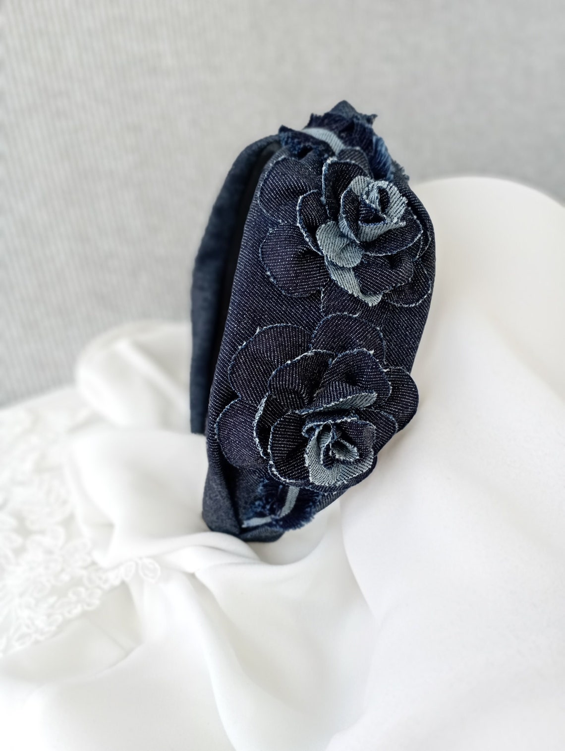 3D Floral Hair Crown, Denim Crown, Floral Headband for Women, Stylish ...