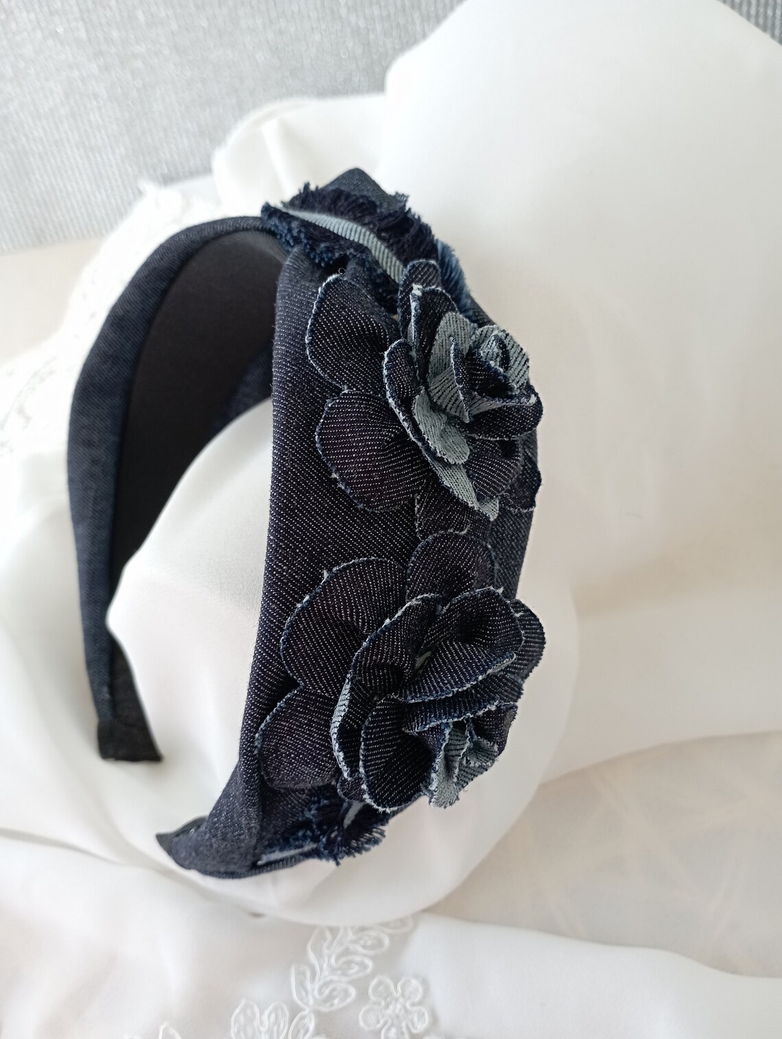 3D Floral Hair Crown, Denim Crown, Floral Headband for Women, Stylish ...