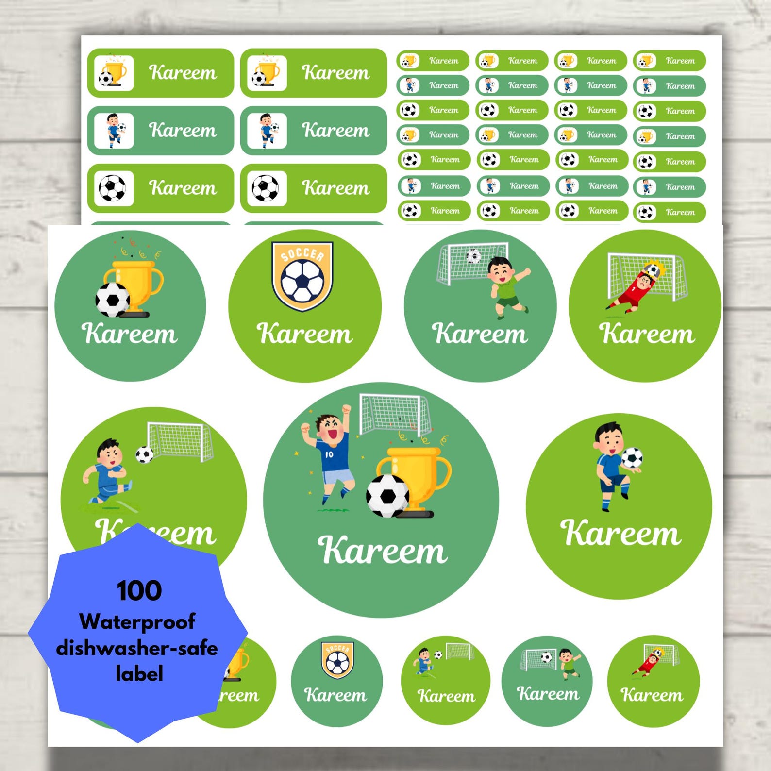 Soccer Ball Name Labels Pack 98 Pcs, Waterproof Labels,personalized ...