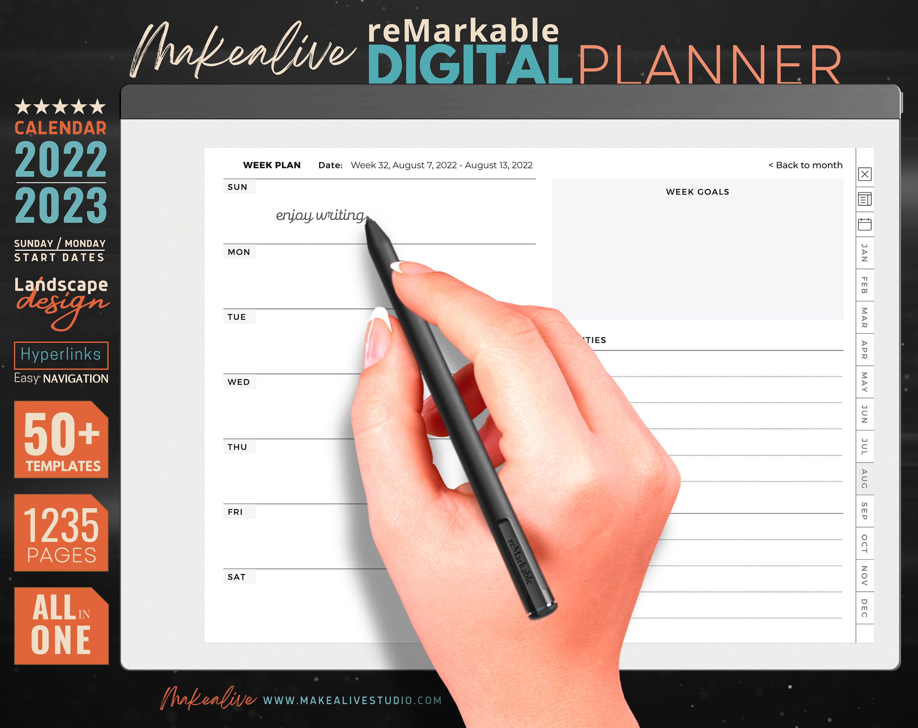 Remarkable 2 Template Calendar 2023 2022 All In One Etsy Hong Kong