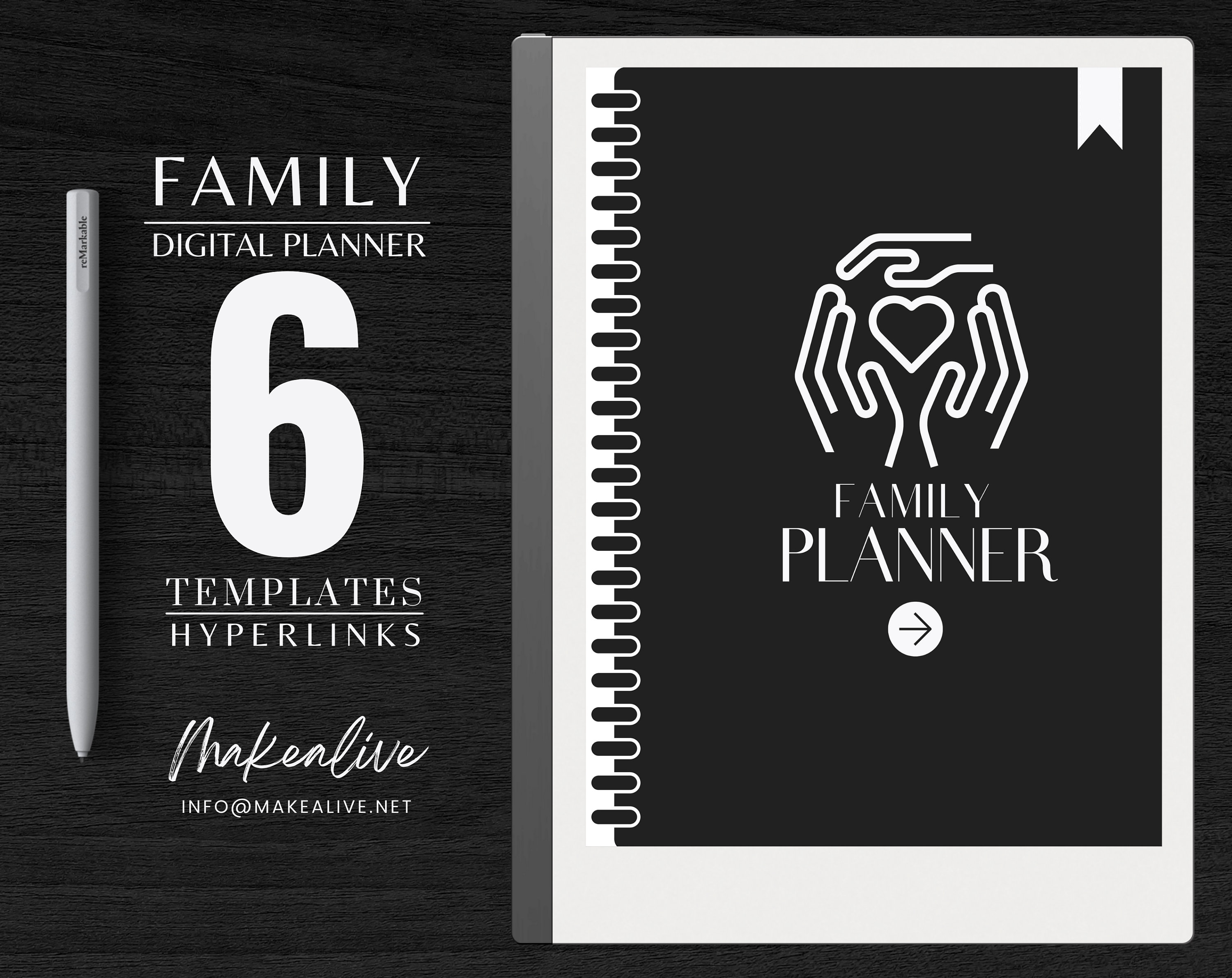 Remarkable 2 Template Family Digital Planner PDF Interactive 