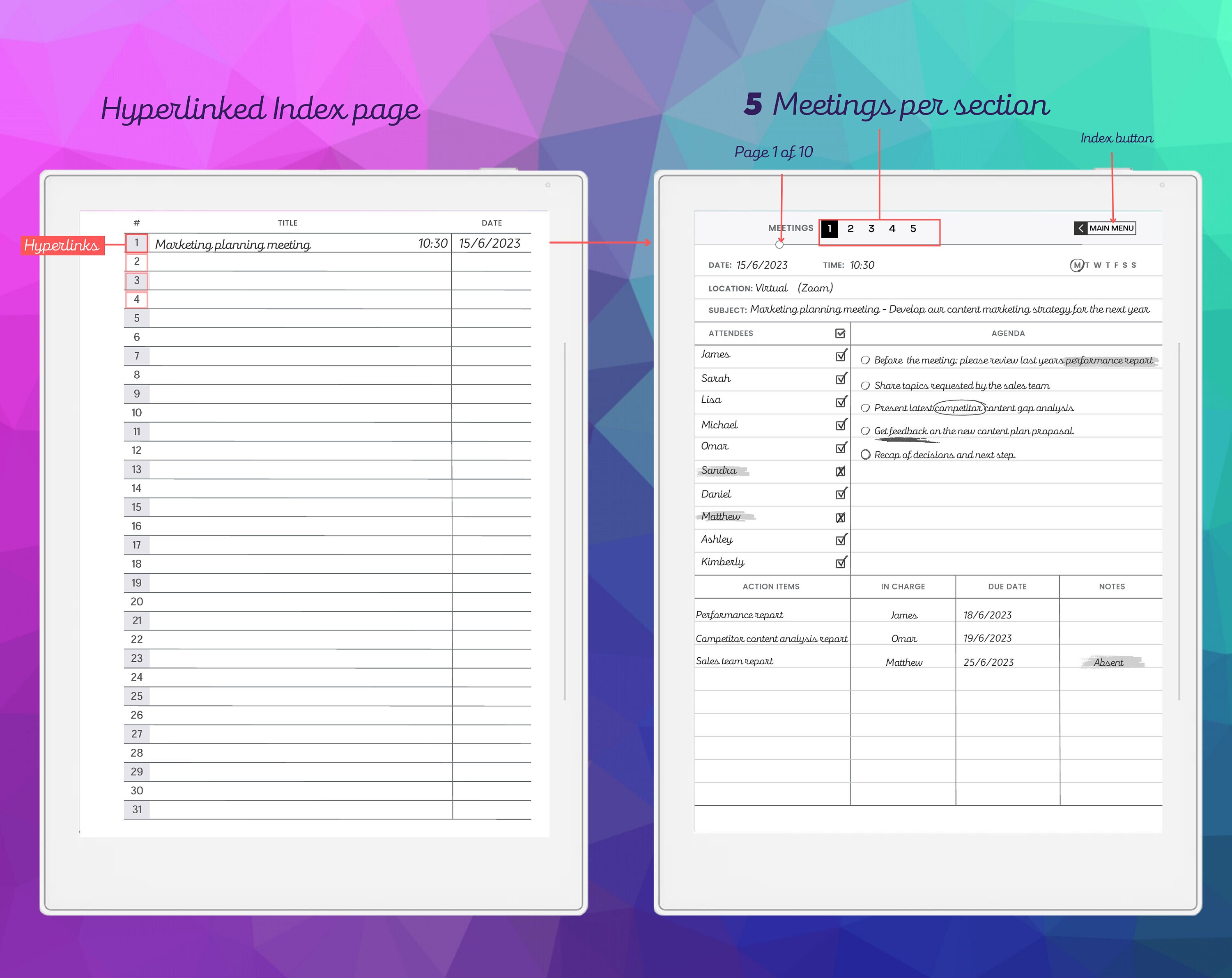 Supernote A5 X Meeting Notes Taking Template Eink Digital Planner Daily ...