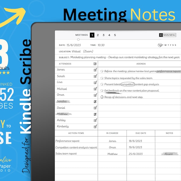 Kindle Scribe Notes Template - Etsy