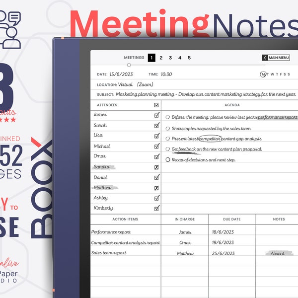 Boox Note Air Meeting Template - Etsy