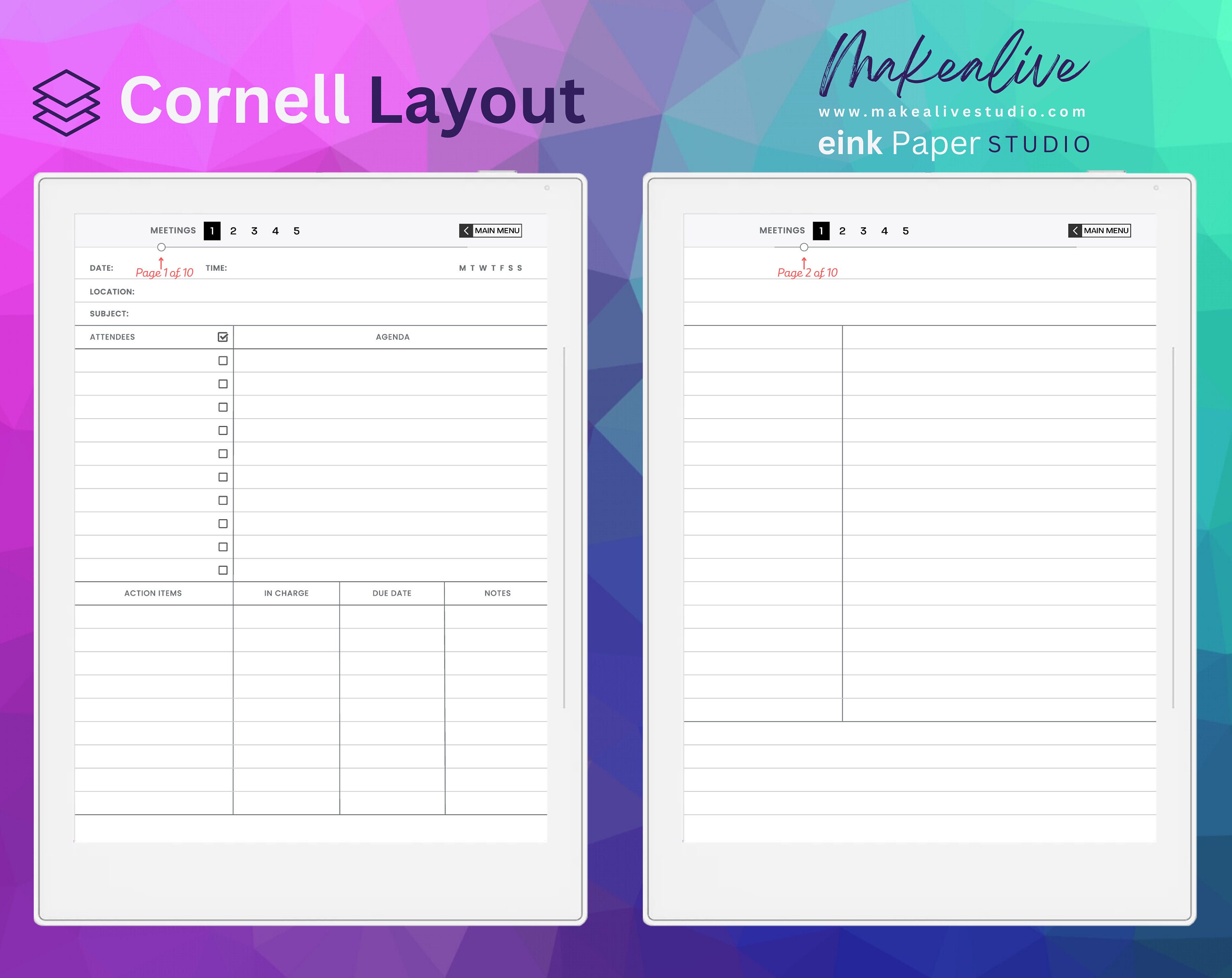 Supernote A5 X Meeting Notes Taking Template Eink Digital Planner Daily ...