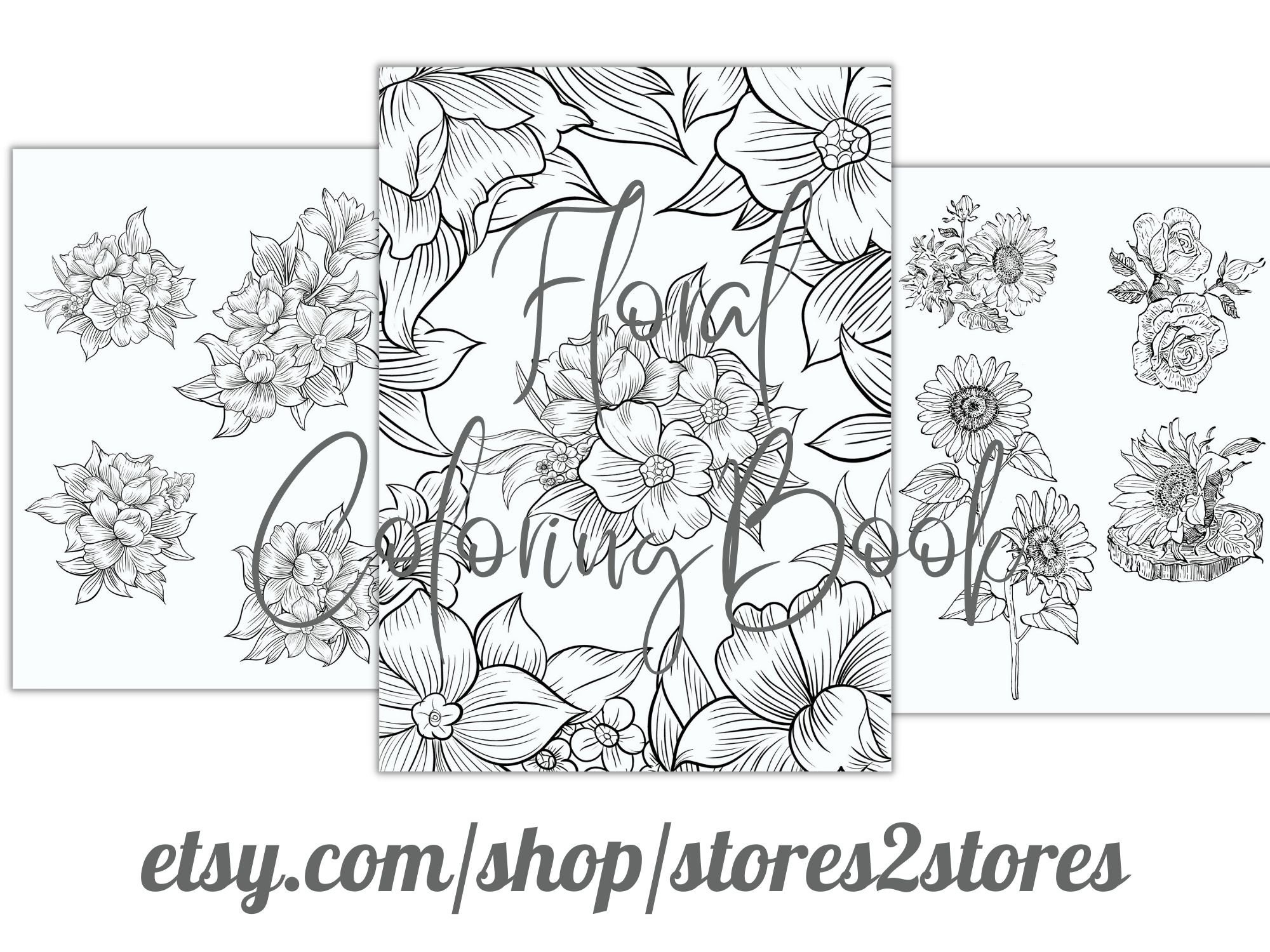 Flora Coloring Book Coloringbook Flower Flowers 40 Pages - Etsy