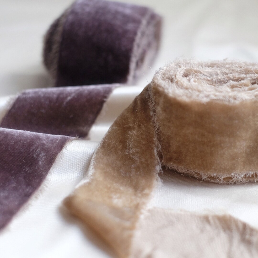 3 Yards Silk Velvet Ribbon,27 Colors Frayed Edge Ribbon,luxury Hand ...