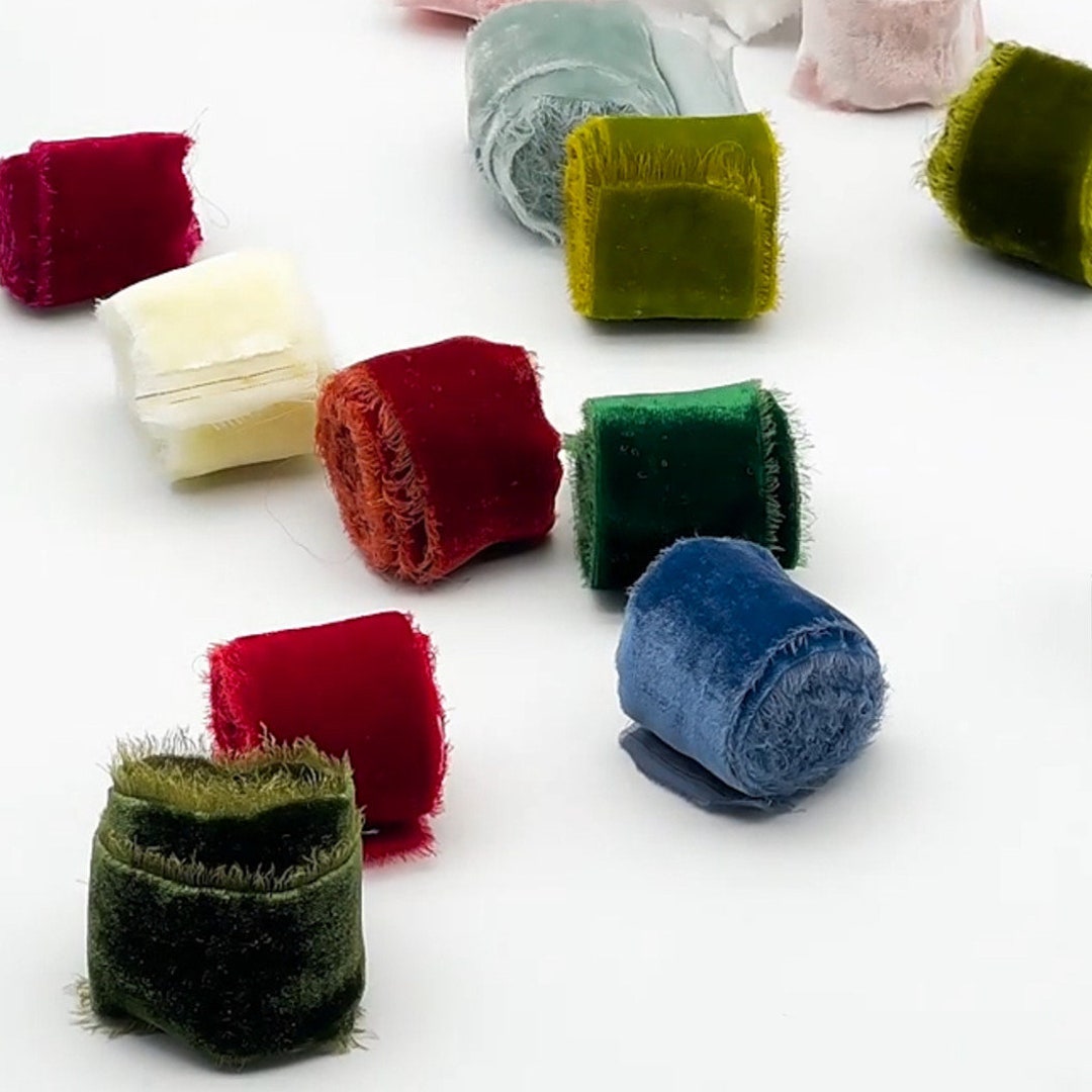 Hand Torn Ribbon,frayed Edge Ribbon,luxury Silk Velvet Ribbon for ...