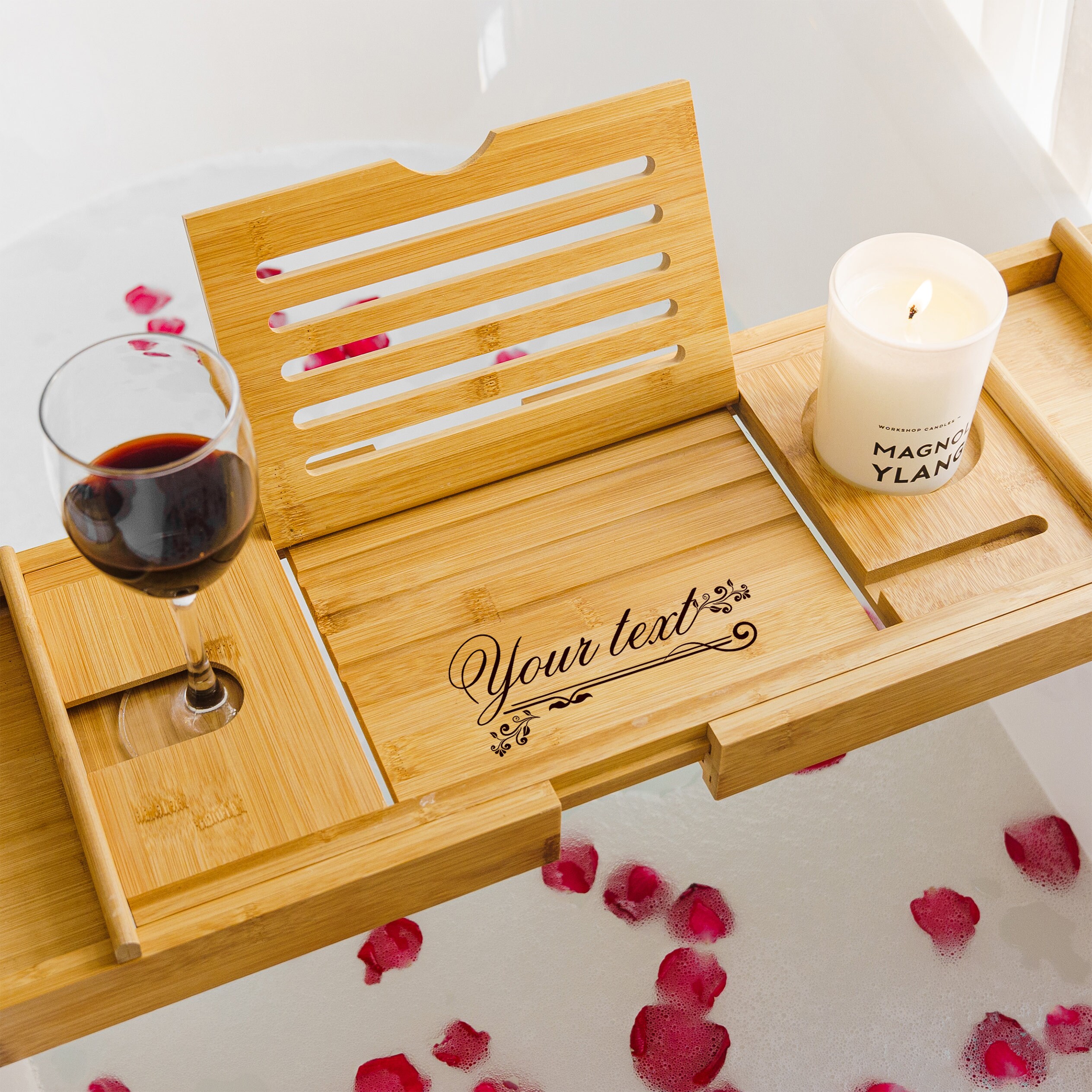 Personalised Bath Trays Custom Engraved Bamboo Bathtub Caddy - Etsy