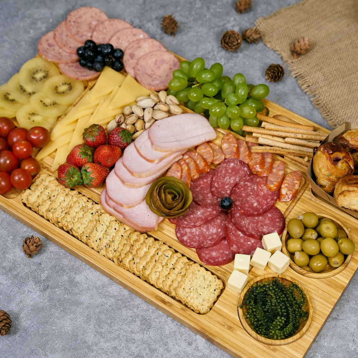 Personalised Bamboo Cheese Board With Condiment Bowls - Etsy