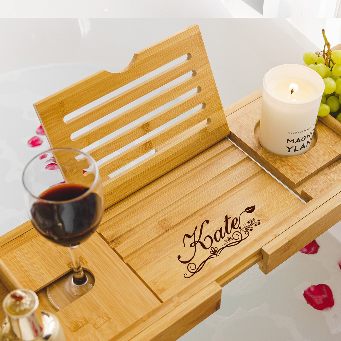 Personalised Bath Trays Custom Engraved Bamboo Bathtub Caddy - Etsy