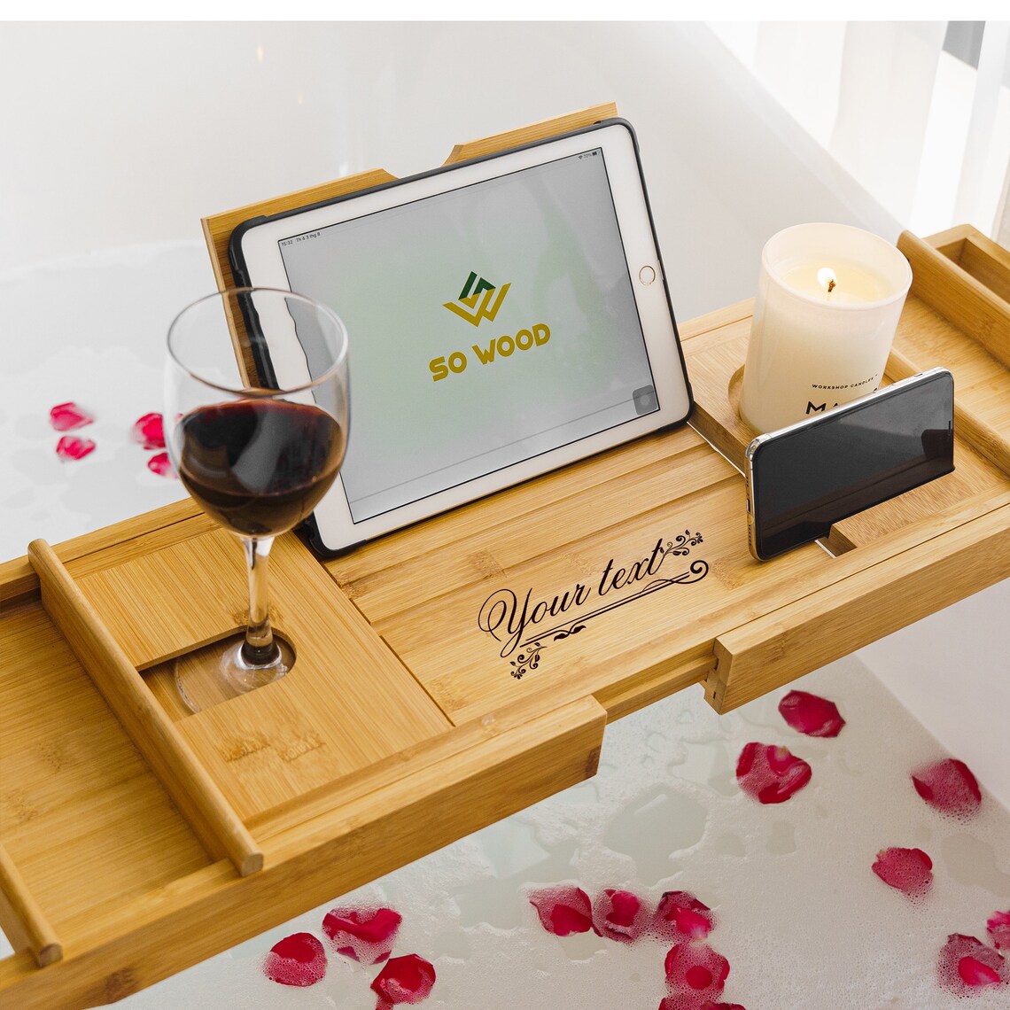 Personalised Bath Trays Custom Engraved Bamboo Bathtub Caddy - Etsy