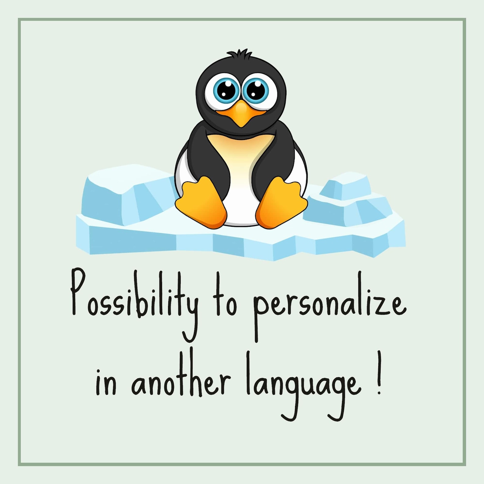 Personalized Penguin on Iceberg Birth Print, Baby Name Frame, Nursery ...