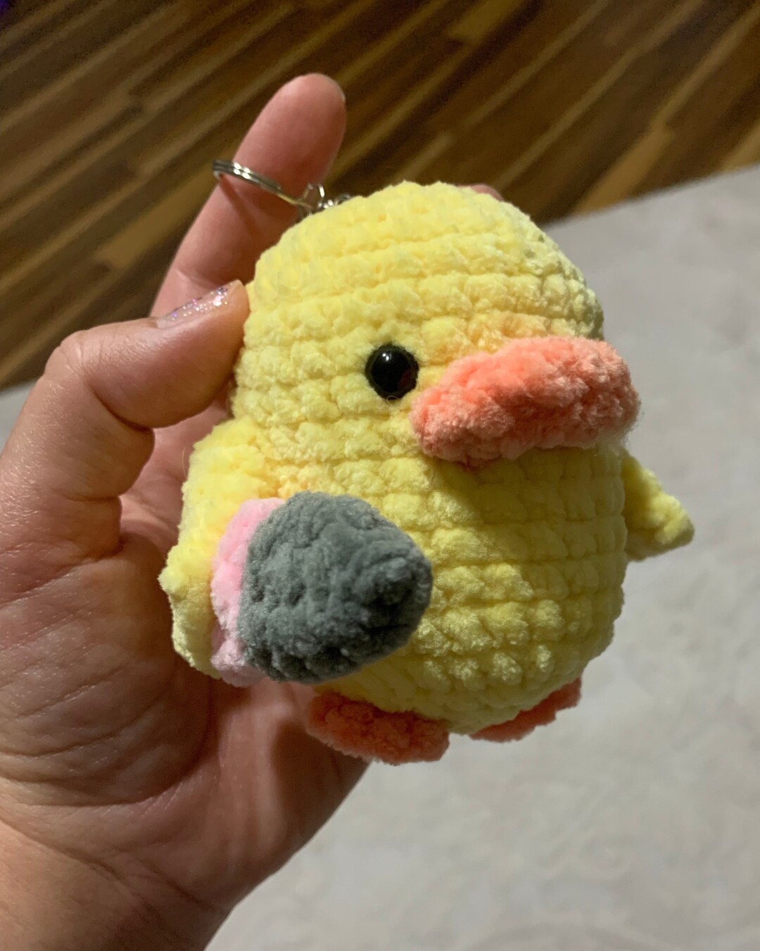 Crochet Duck With Knife Keychain: Fluffy Plush Animal - Etsy