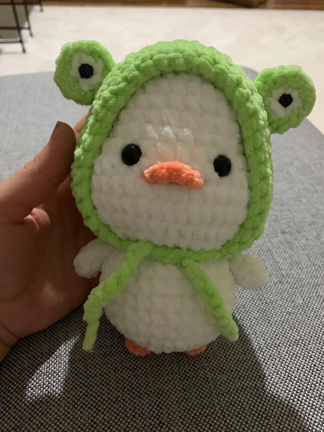 Cute Chick Plush Toy, Chunky Duck With Frog Hat Plushie, Ready to Ship ...