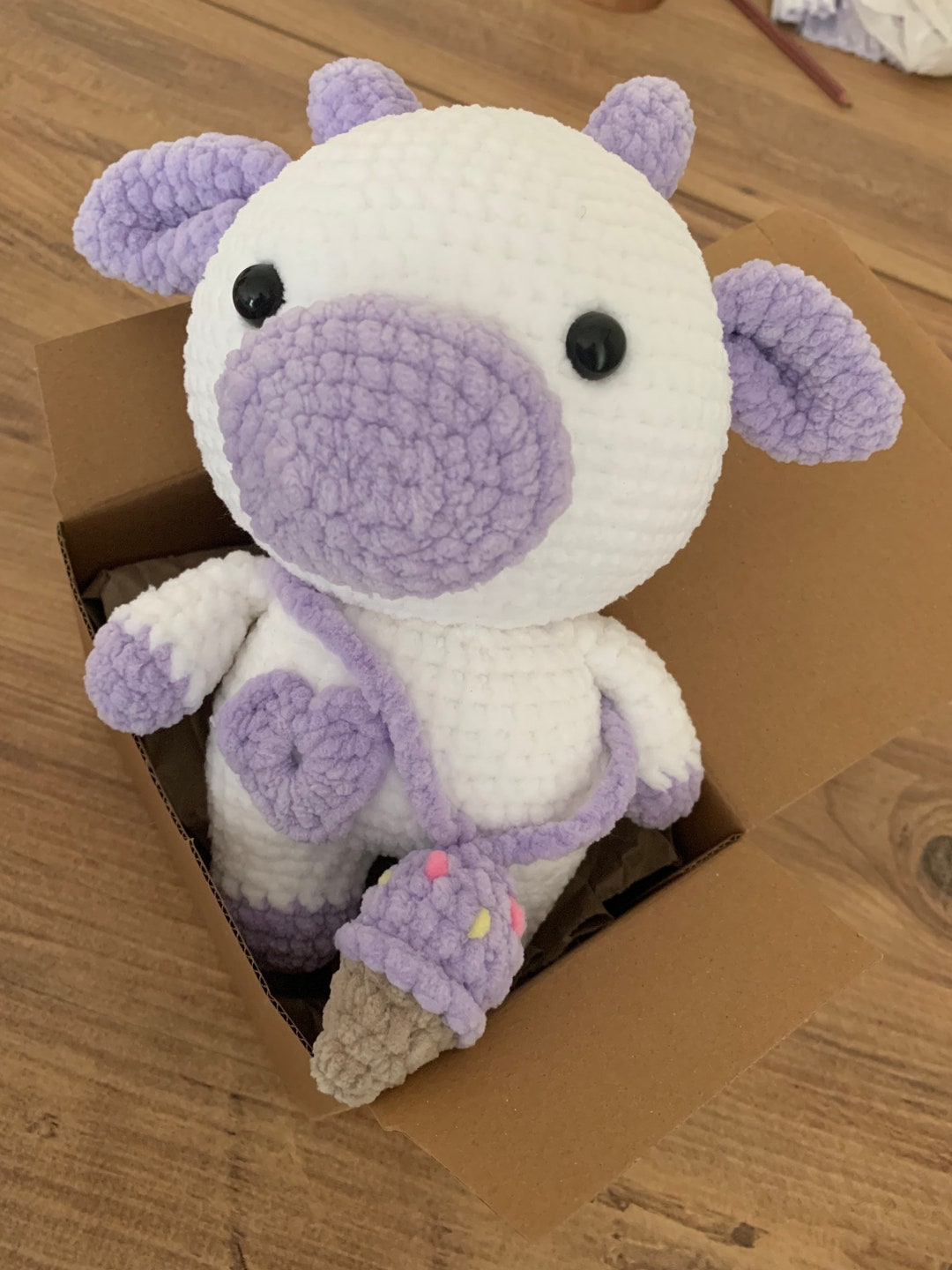 Crochet Cow Plush, Chonky Cow Plush, Crochet Animals, Crochet Toy ...