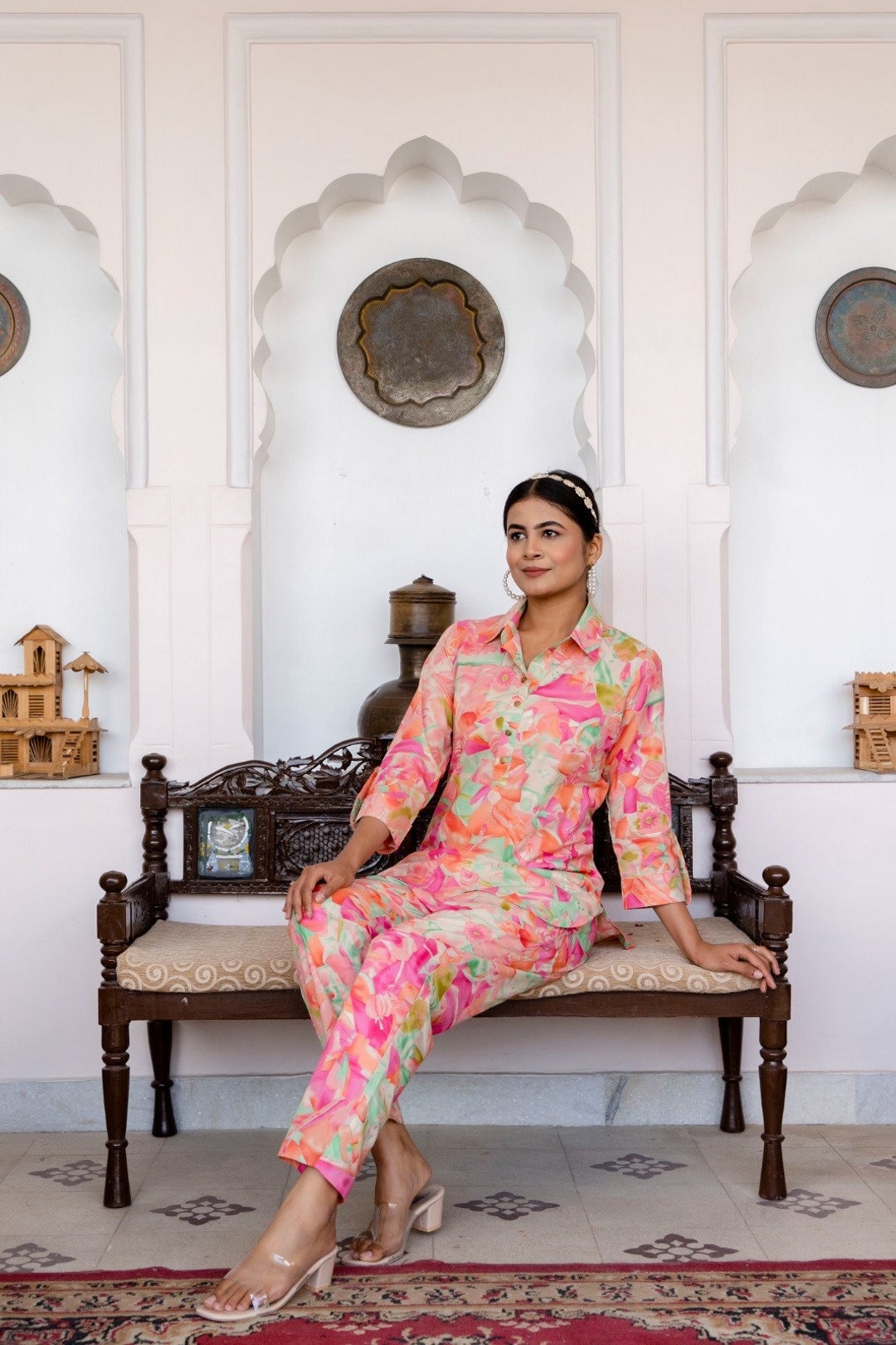 Muslin Co-ord Set for Summers Pink Co Ord Set Floral Prints Pakistani ...
